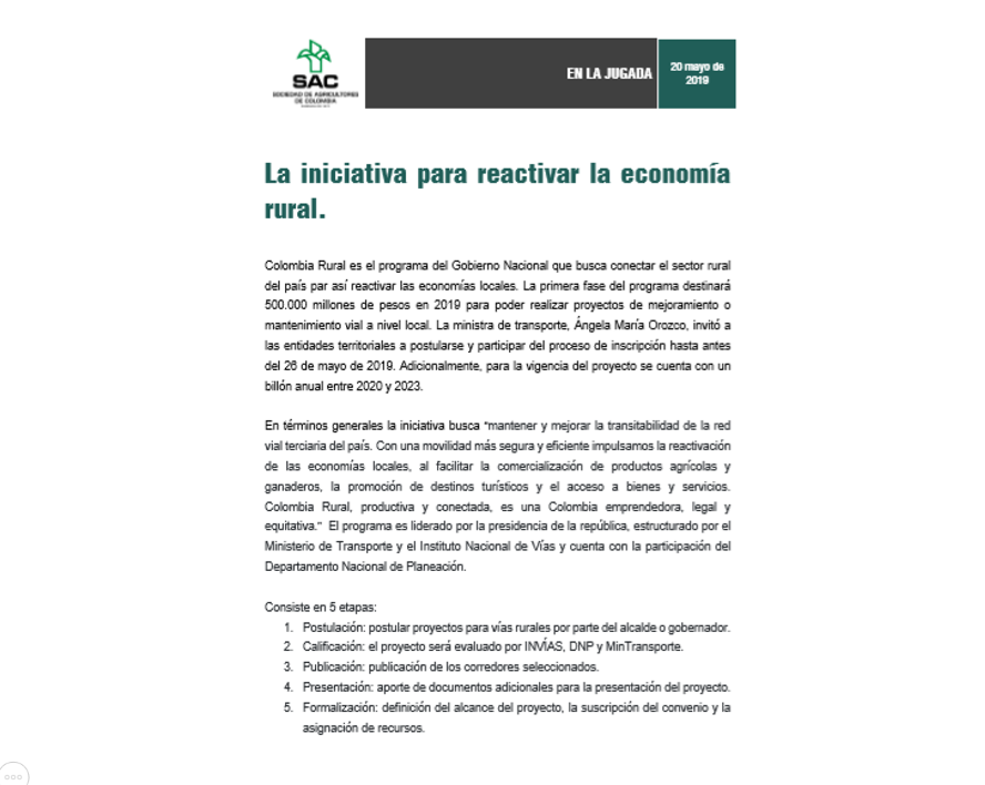 La iniciativa para reactivar la economía rural. - SAC - Sociedad de ...